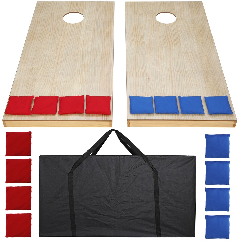 Cornhole Game Set 4x2FT Regulation Size Wood Cornhole Boards 8 Bean ...