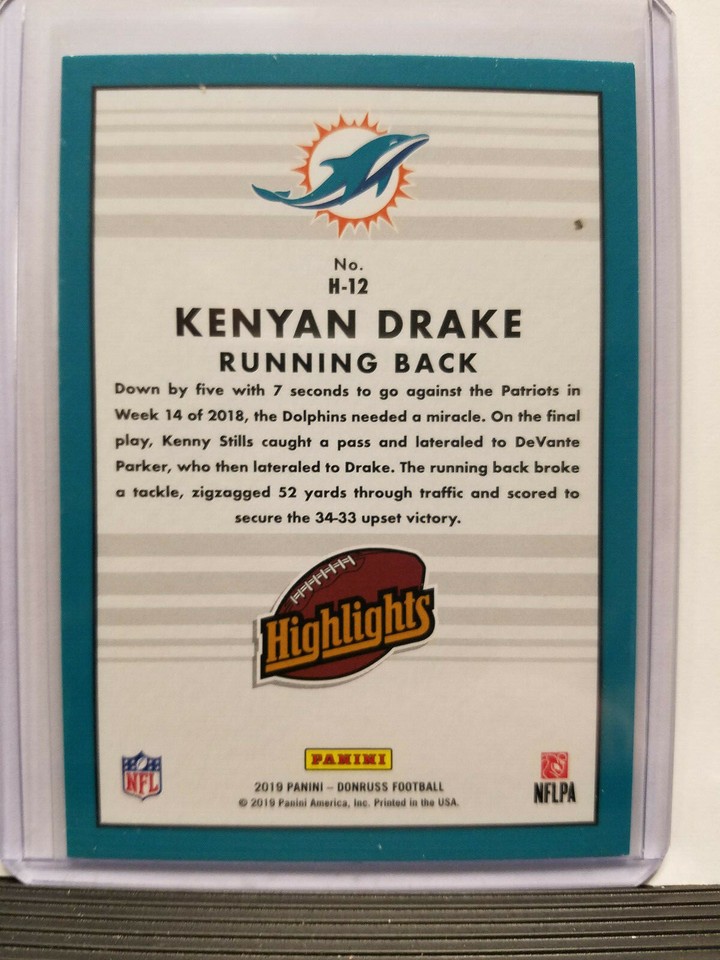 Kenyan Drake 2019 Donruss Football Highlights Insert Miami Dolphins | eBay