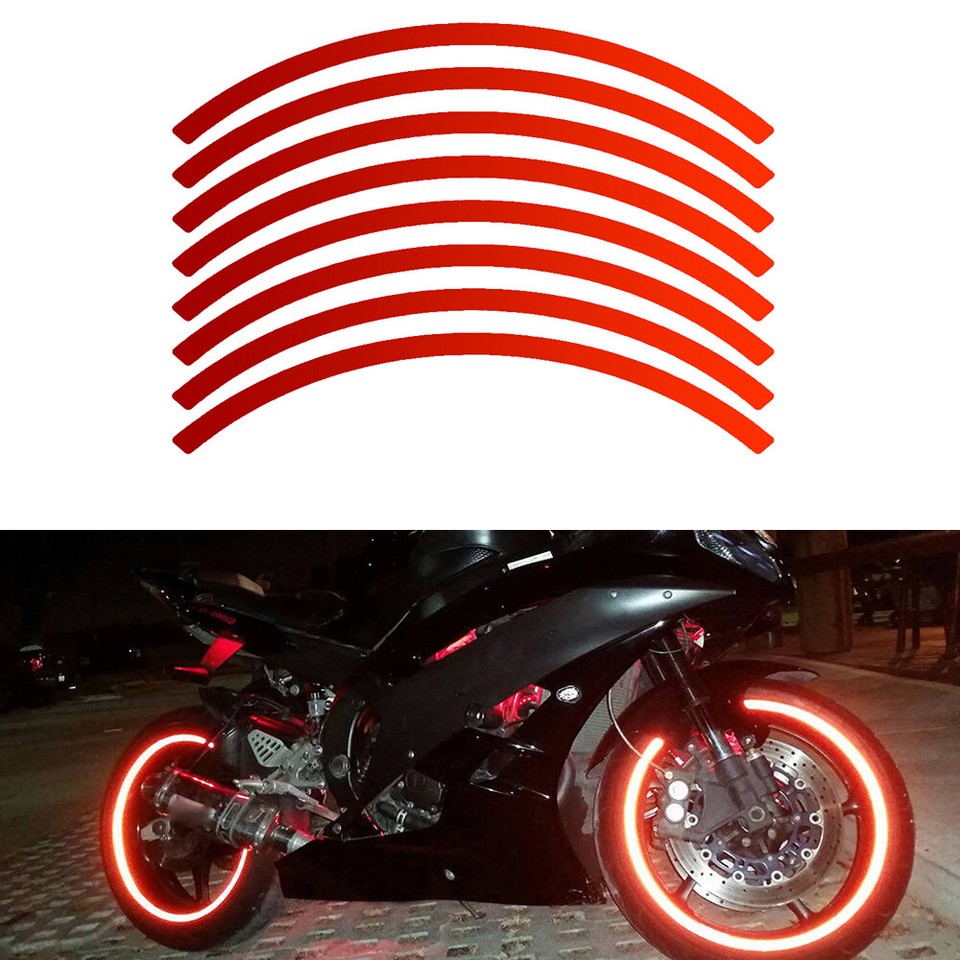 16pcs Red Reflective Car Wheel Hub Rim Stripe Tape Decal Sticker ...