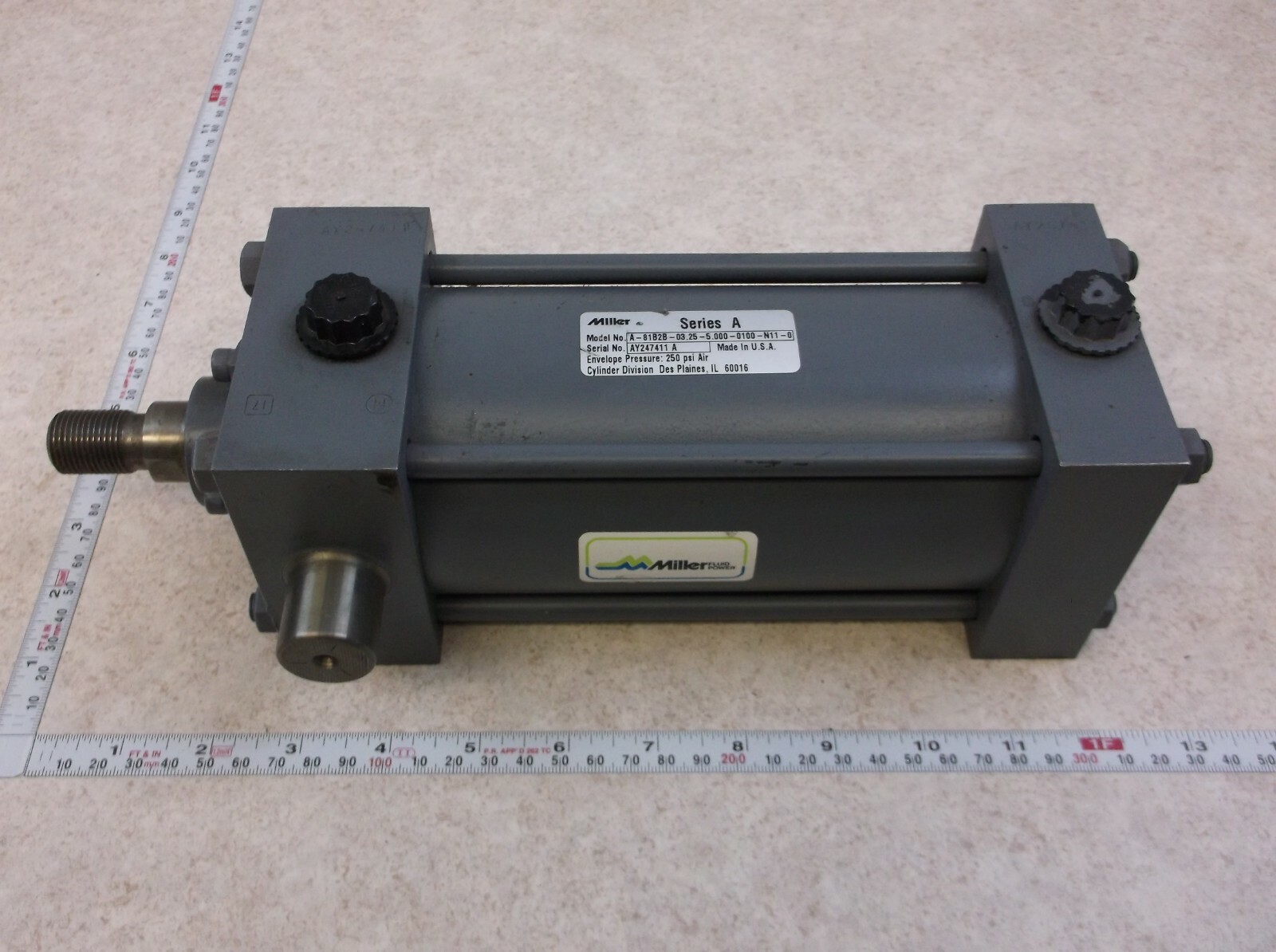 MILLER, AIR CYL, A-81B2B-03.25-5.000-0100-N11-0, SERIES A, HEAD ...