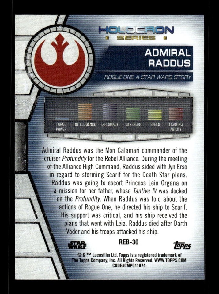 2020 TOPPS STAR WARS HOLOCRON SERIES #REB-30 ADMIRAL RADDUS | eBay
