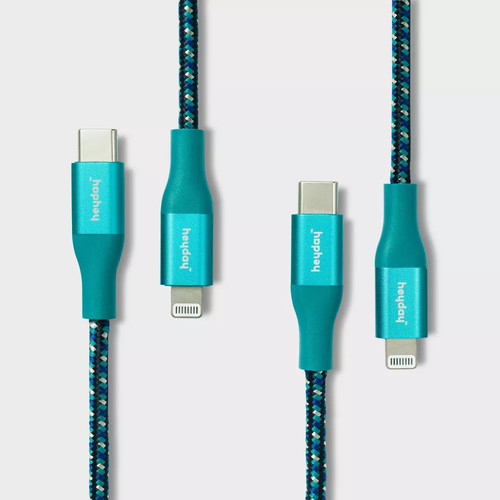 heyday Lightning to USB-C Braided Cord Cable Ocean Teal Fast Charging 6 ...