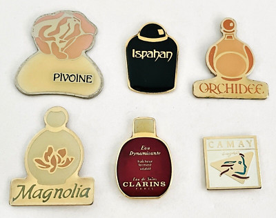 6 PERFUME & FRAGRANCE THEMED ADVERTISING pins, badges, brooches 🆓📮 ...