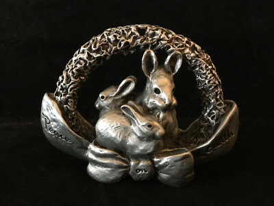 Dawn Weimer Peace On Earth Bunny Rabbits Pewter Christmas Ornament ...