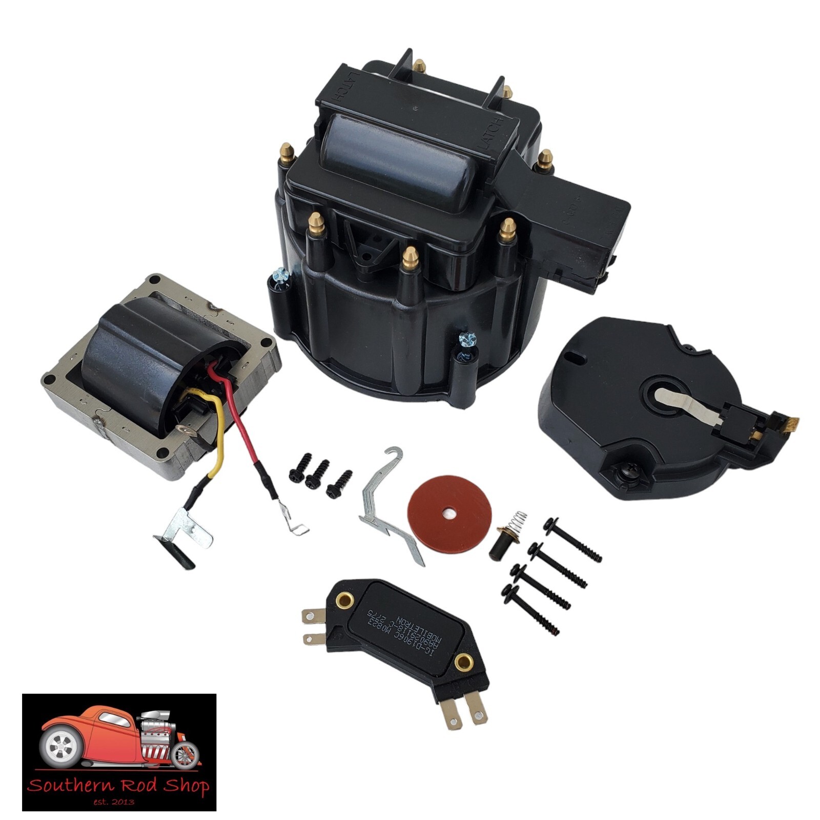 GM HEI Black Distributor Cap & Rotor SBC BBC 65K Volt Coil Module TUNE ...