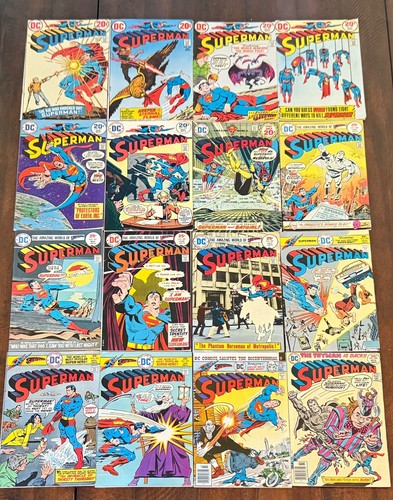 16 issues SUPERMAN #259 to #305 comic books from 1972...$175 VALUE ...