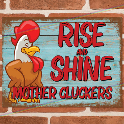 RISE & SHINE Funny Metal Signs Man Cave Shed Bar Pub Garage Joke Wall ...