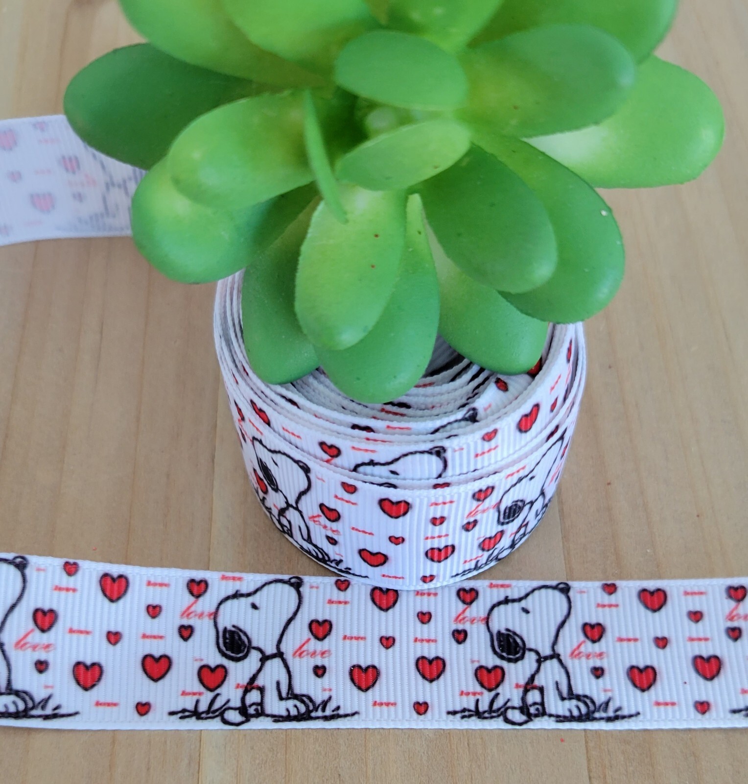 1" (1 YD) Snoopy Valentine's Day Ribbon Dog Peanuts Hair Bow Hearts ...