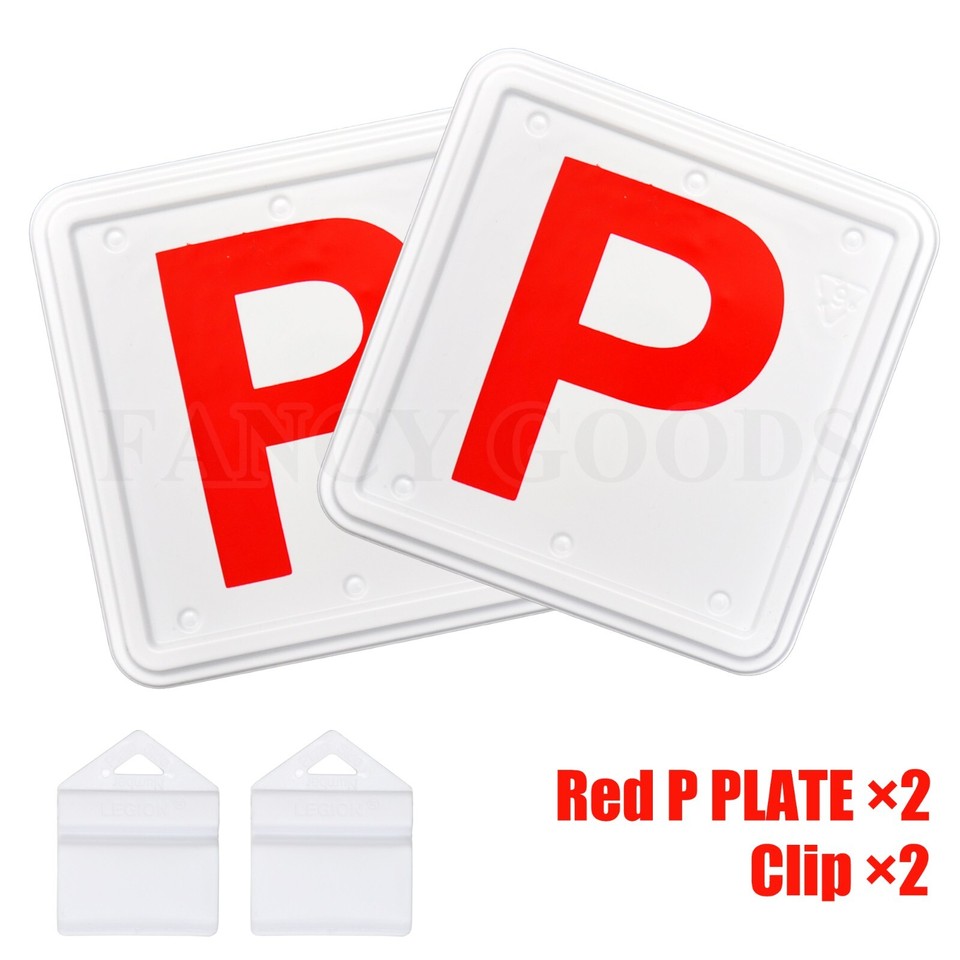 2PCS Plastic Red P Plate Green P Plate Learner Plate with Holder Clips ...