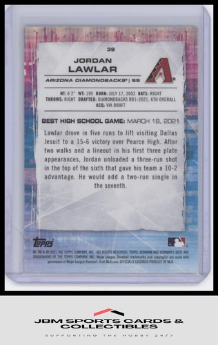 2021 Bowman's Best #39 Jordan Lawlar Atomic Refractor | eBay