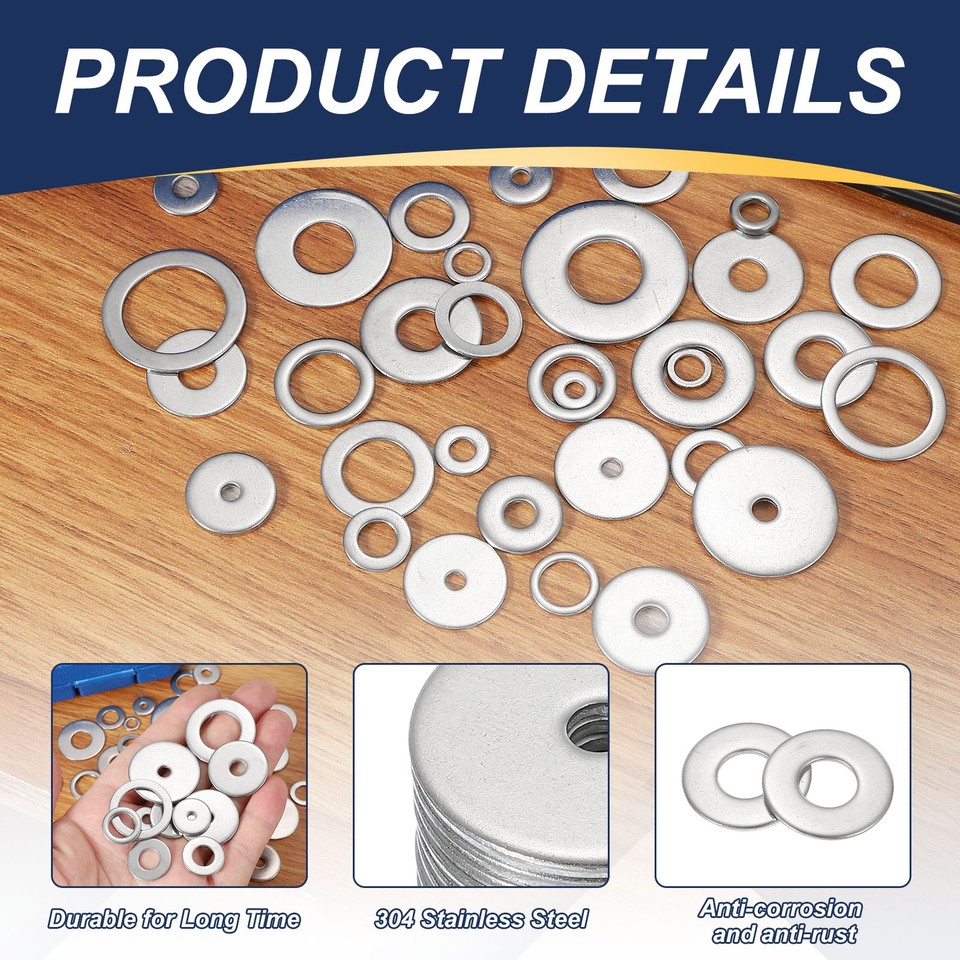 66Pcs M10 x 18mm 304 Stainless Steel Flat Washers for Screws Bolts ...