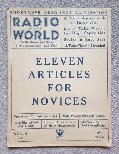 Vintage Radio World Magazine August 4th 1934 Ads Articles 8-4-1934 | eBay