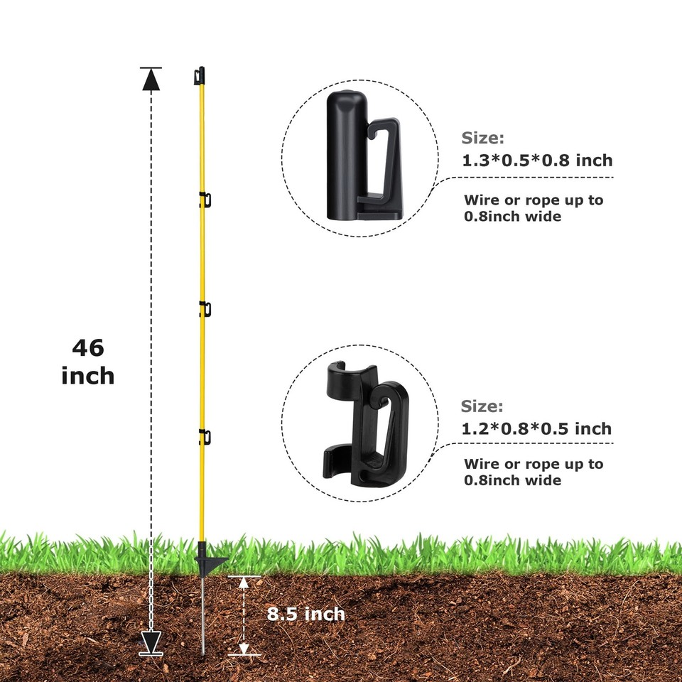 Electric Fence Posts 46 Inches, Fiberglass Step in Temporary Electric ...