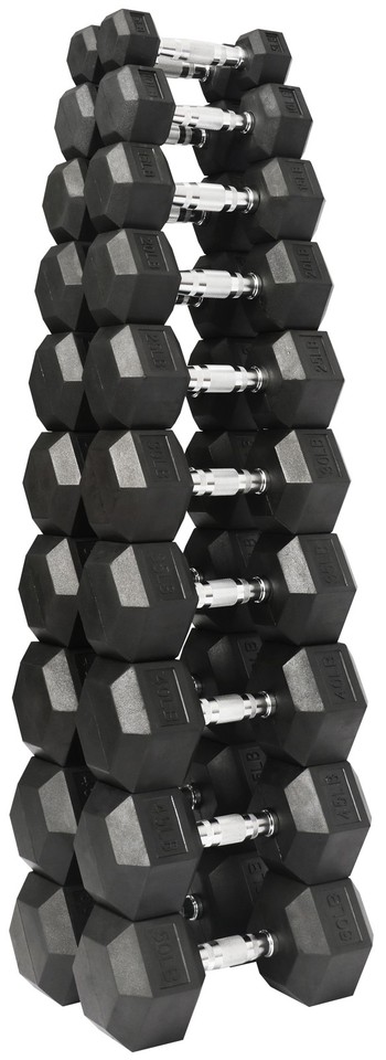 Hex Dumbbell Set Rubber-Coated Complete Set 100lb-800lb (Pairs) Weight ...