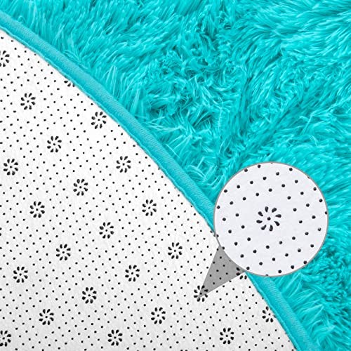 junovo Round Rug 5x5 Feet Fluffy Soft Area Rugs for Kids Girls Room ...