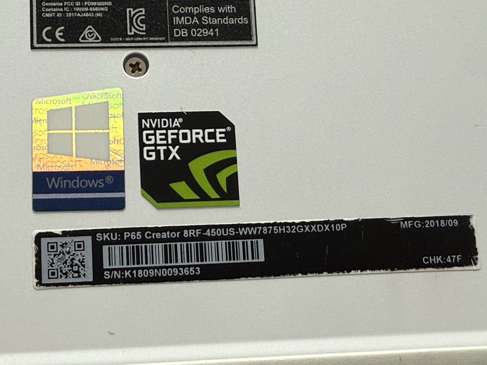 MSI P65 Creator 8RF-441 15.6"- Intel Core i7-8750H, GTX1070, 32GB DDR4 ...