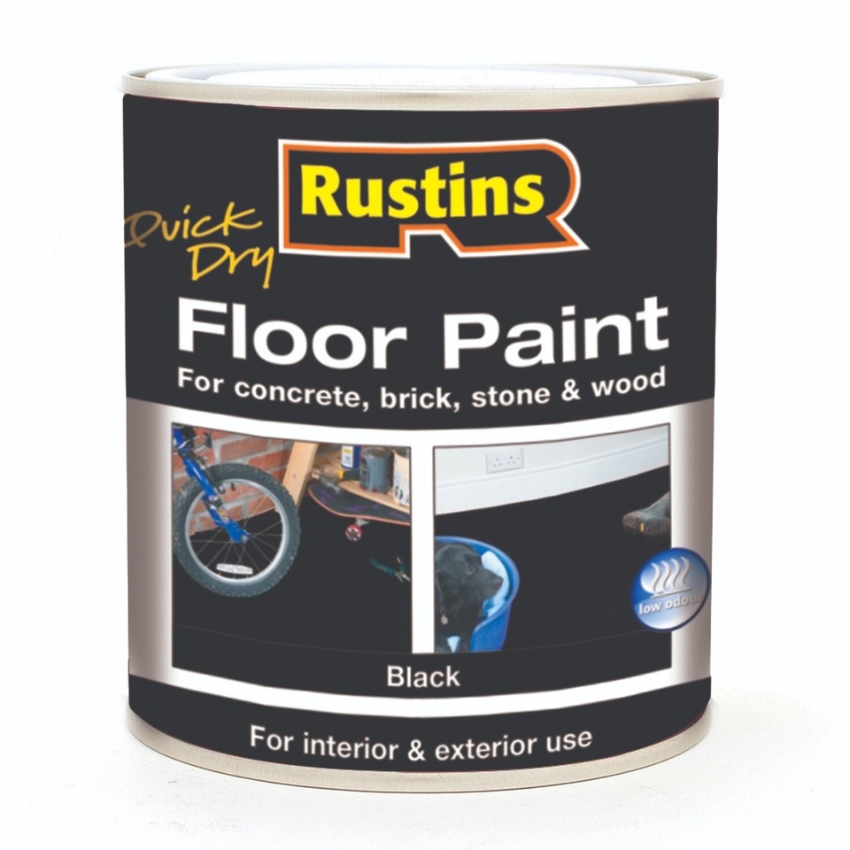 Rustins Quick Dry Floor Paint 1 Litre - Available in Grey, Black or Red ...