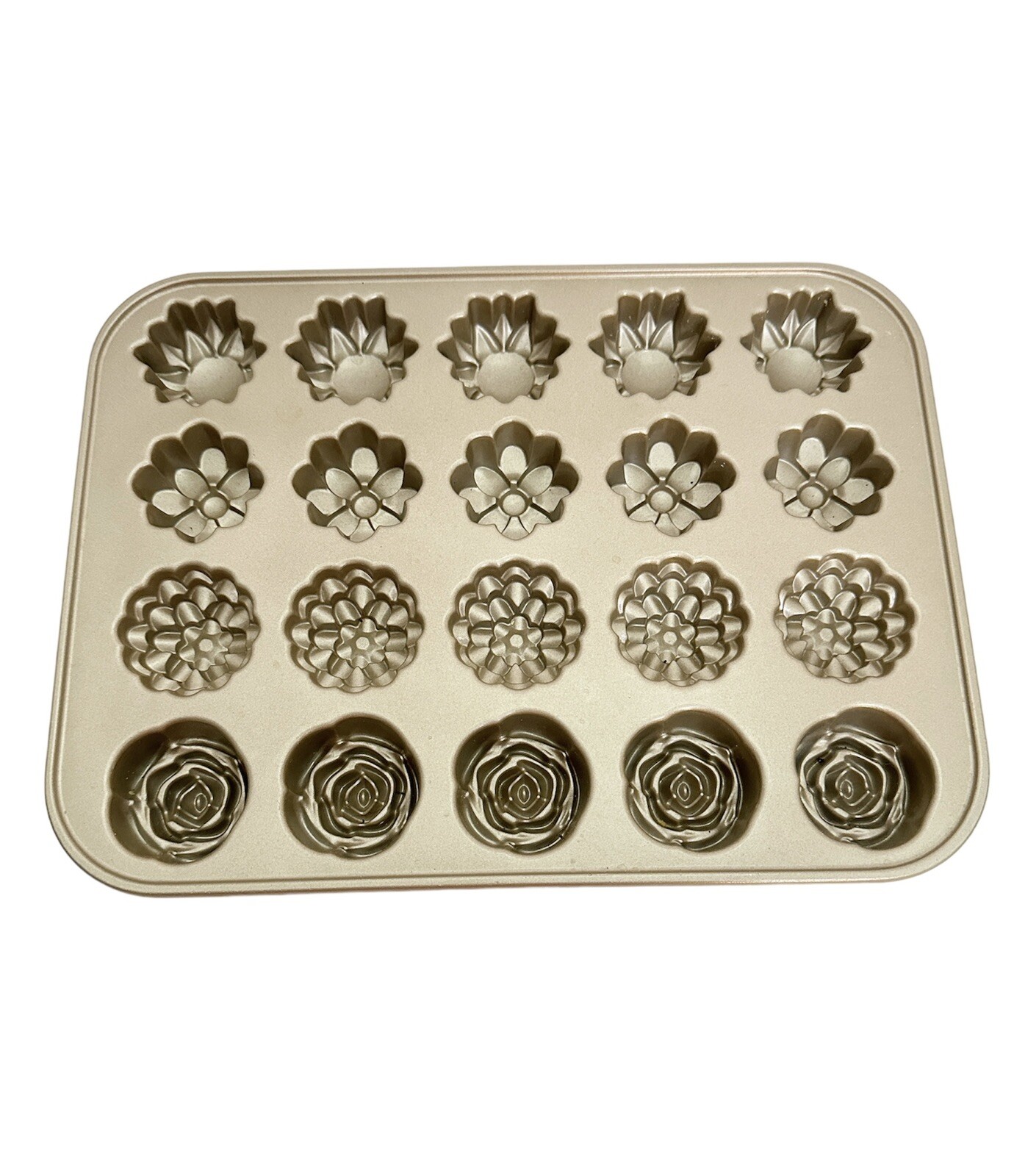 Gold Nordic Ware Petits Fours Tea Cake Pan 20 Flower Cavities 2 Cups ...