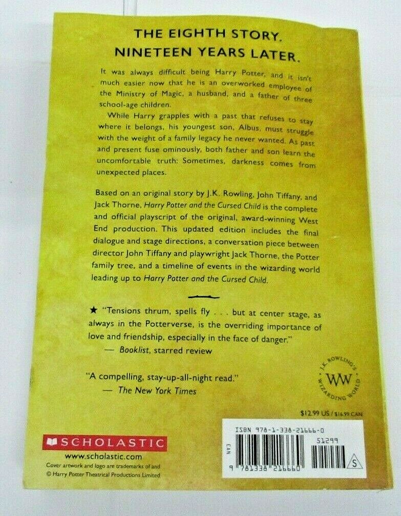 Harry Potter And The Cursed Child Parts 1 & 2 Play Script -Paperback ...