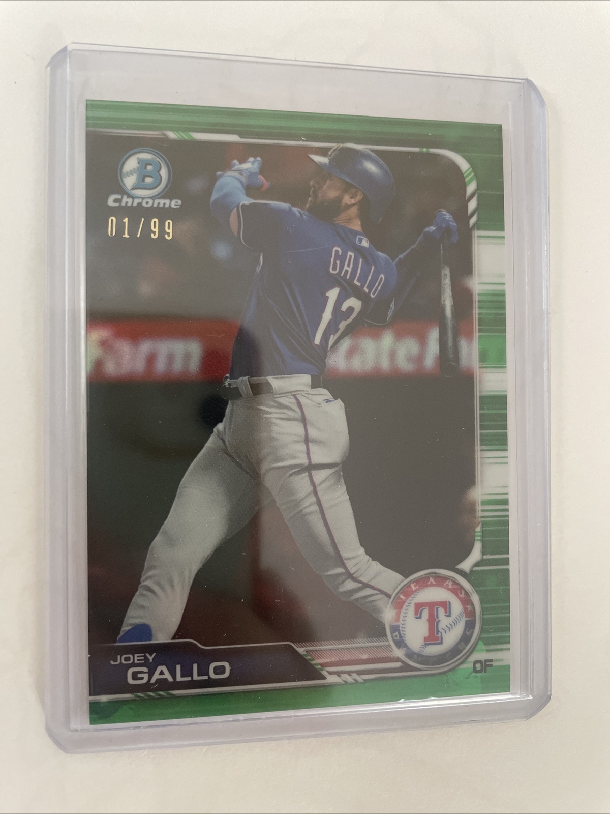 2019 Bowman Chrome #68 Joey Gallo GREEN Refractor #1 /99 FIRST ONE MADE ...