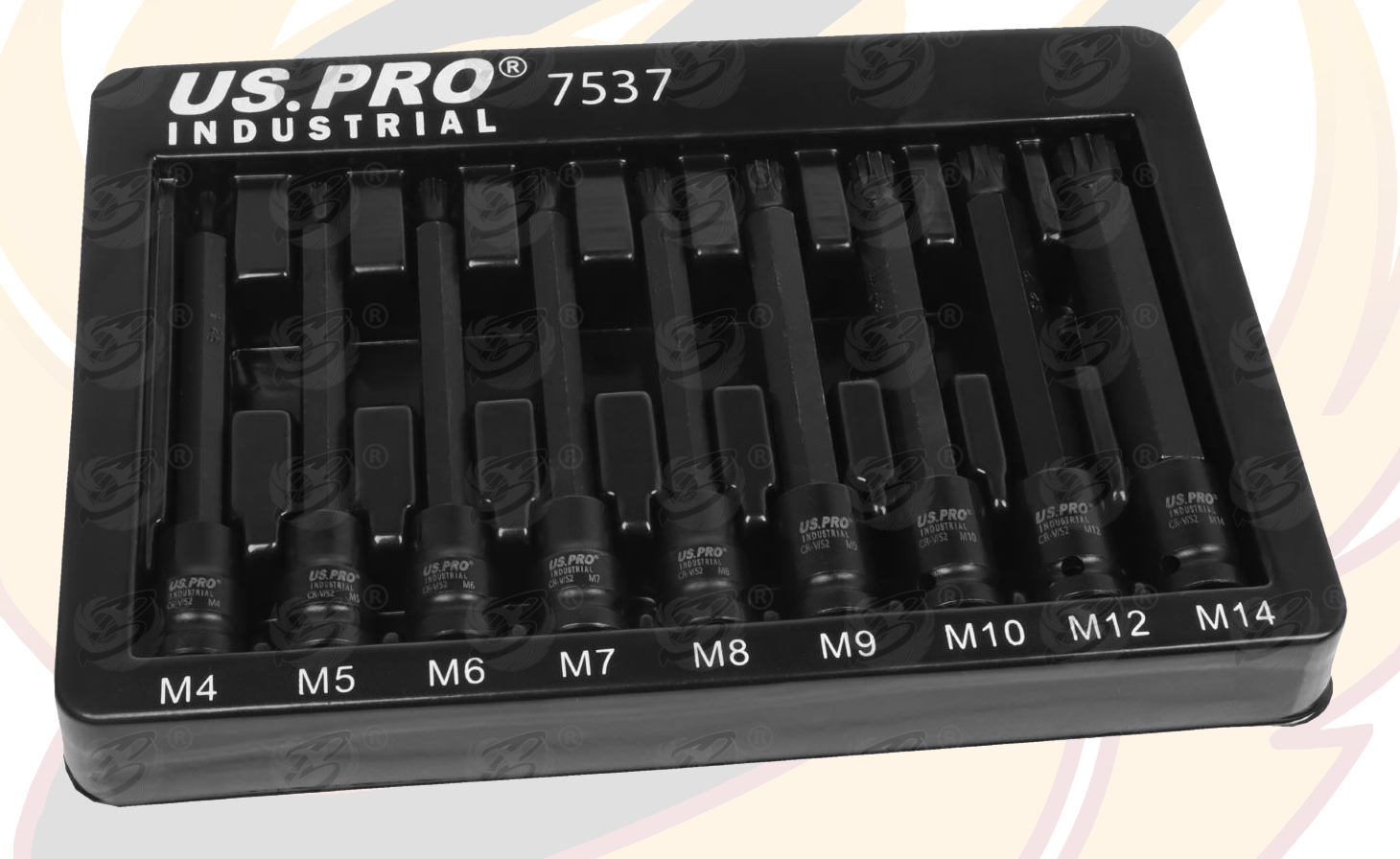 US PRO IMPACT SPLINE Bit Socket Set Short & Long Key 12 POINT Sockets ...