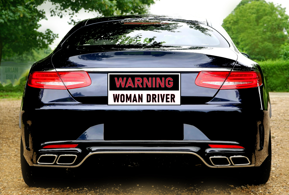 Warning Woman Driver Bumper Sticker Large 4x9 Funny Car Sticker | eBay