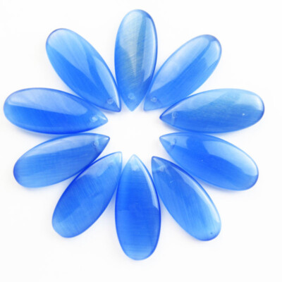 10Pcs 35x15x6mm Blue Cat Eye Gem Teardrop Pendant Bead L0119979 | eBay