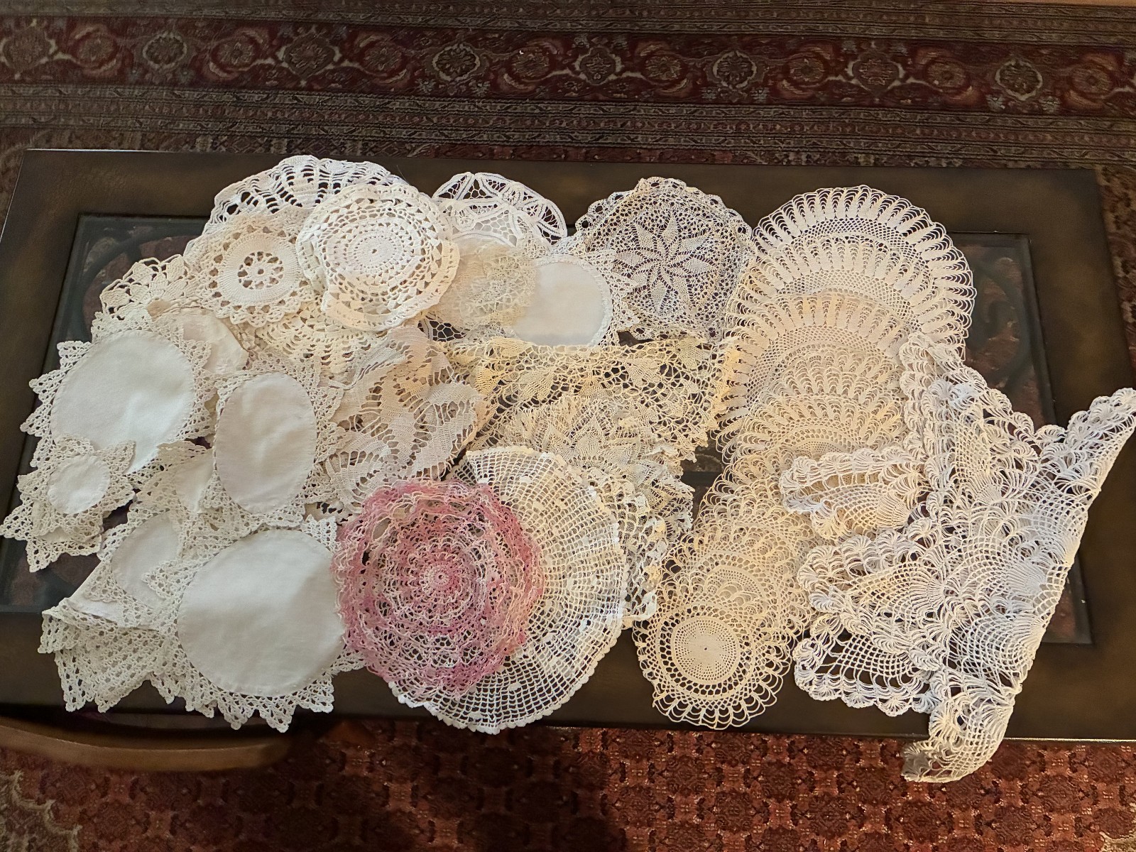 Vintage Lot of 40 Mixed Lace, Crochet, & Cotton Dresser Doilies | eBay