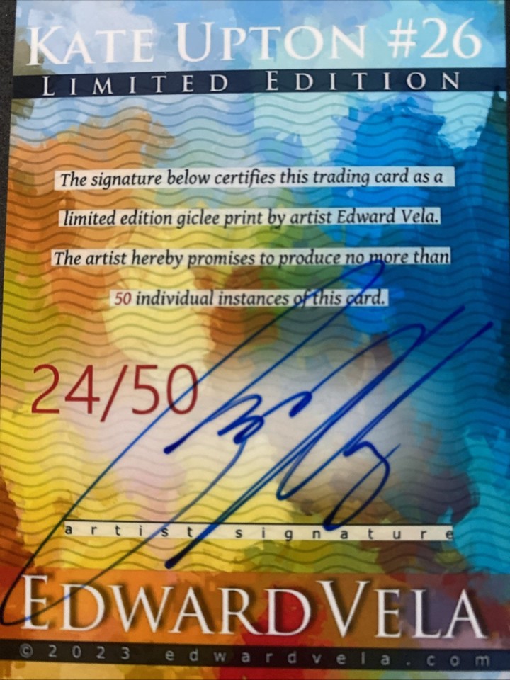 Kate Upton #26 Art Card Limited Numbered 24/50 Edward Vela Signed 2023 ...