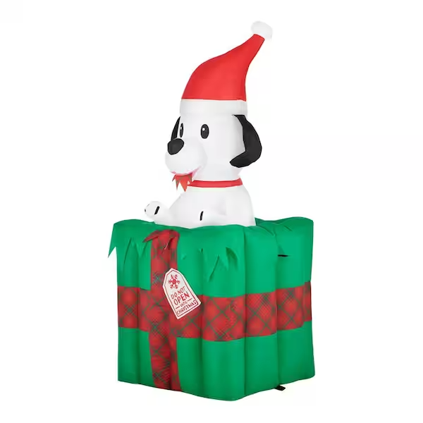 HOME ACCENTS 5FT Dog In Gift Box Animated Airblown LED Inflatable NEW ...