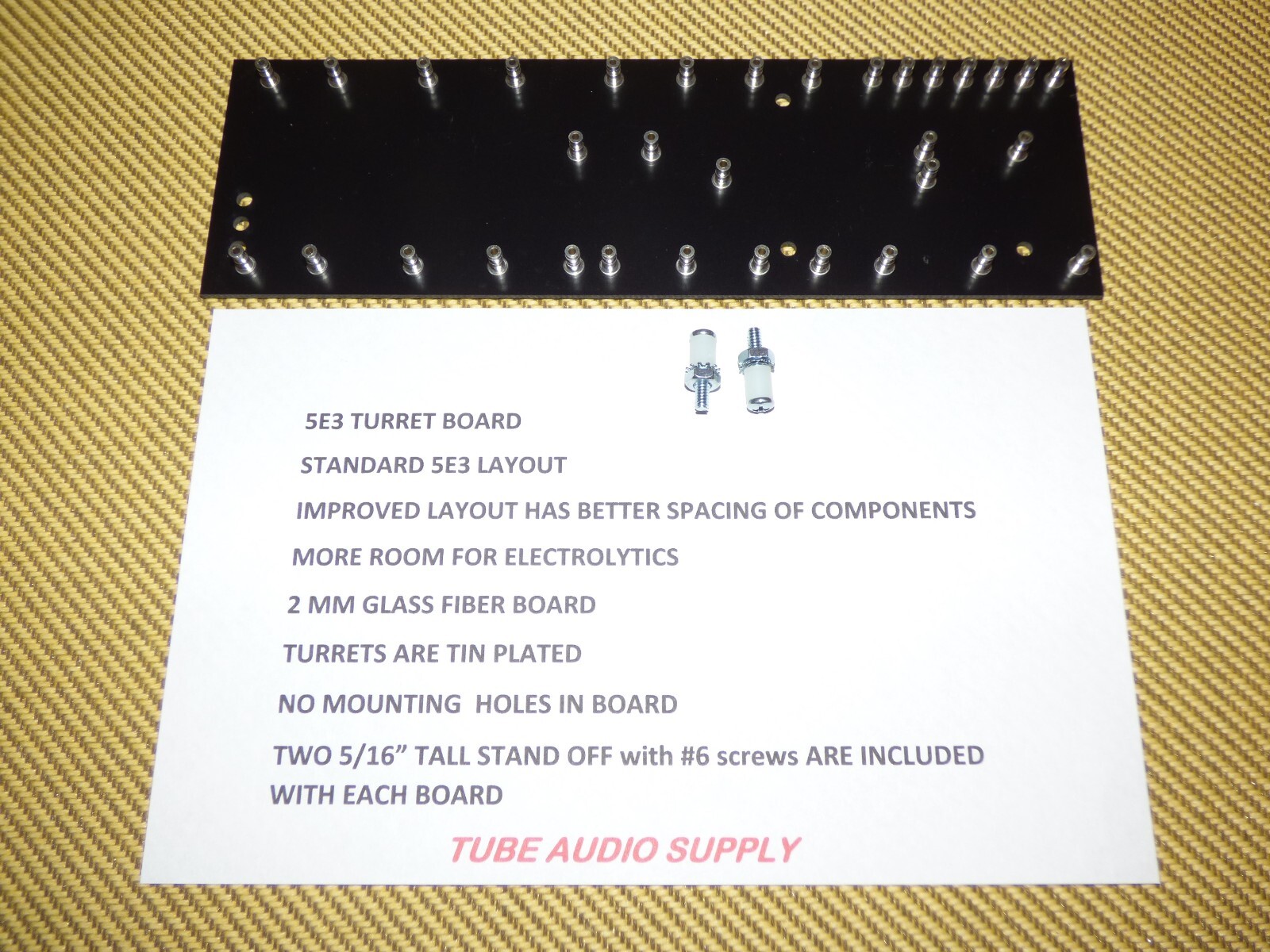 5E3 TWEED DELUXE TURRET BOARD, IMPROVED SPACING, Fender 5E3 circuit, w ...