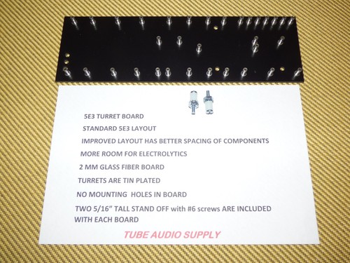 5E3 TWEED DELUXE TURRET BOARD, IMPROVED SPACING, Fender 5E3 circuit, w ...