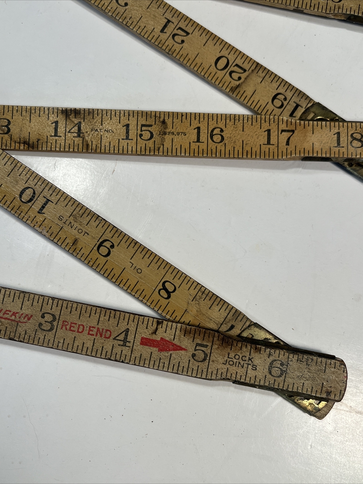 5 Vintage Wood Folding Extension Rulers-Lufkin Red End-Rigid No.620-61 ...