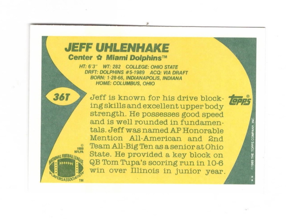 1989 Topps Traded #36T Jeff Uhlenhake Mint | eBay