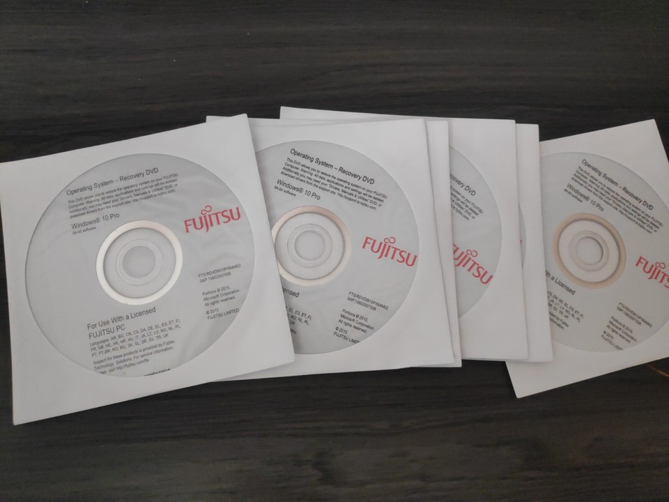 * Windows 10 Pro 64 Bit * 2015 - Fujitsu OS - Recovery DVD * No Key ...