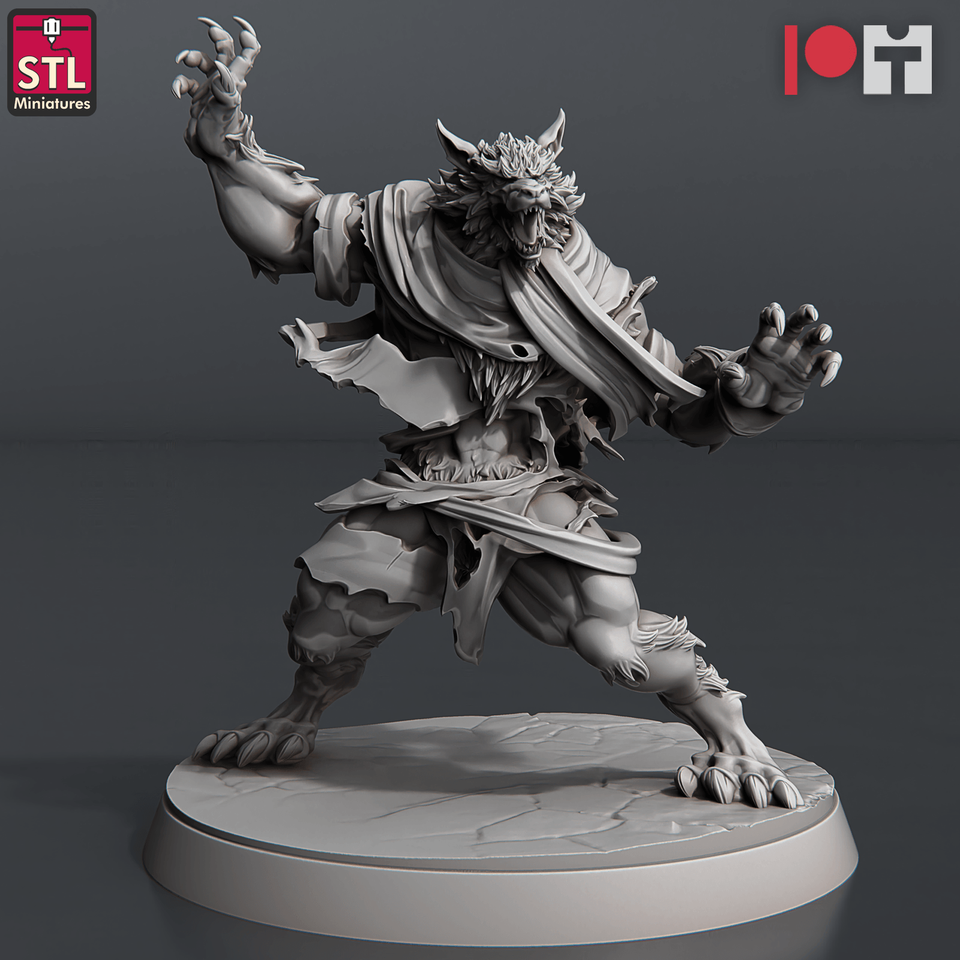 3D Printed STL Miniatures Wolves and Werewolves 28mm - 32mm War Gaming ...