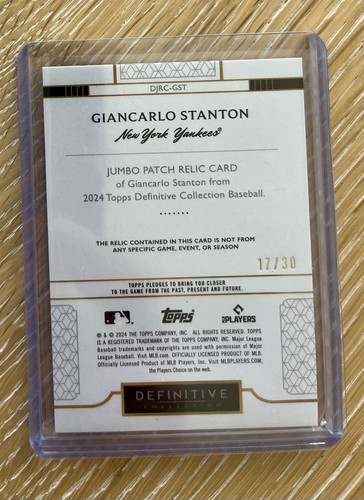 2024 Topps Definitive Collection - #DJRC-GST Giancarlo Stanton Jumbo Patch Relic | eBay
