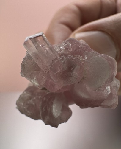 Pink Tourmaline on Coiny Pink Lepidolite w Smokey Quartz - 16g | eBay