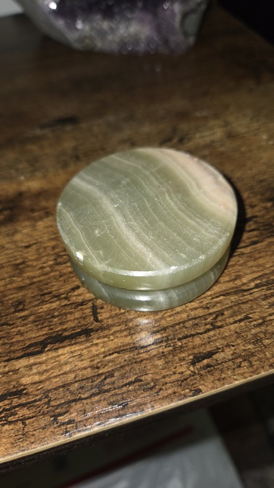 Decorative Polished Green Banded Onyx Stone Small Trinket Box Dish ...
