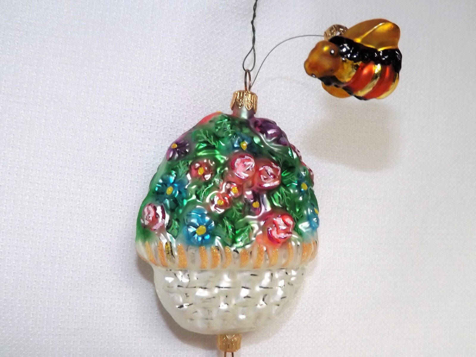 Christopher Radko Ornament Spring Basket Flower Heart and Bee | eBay