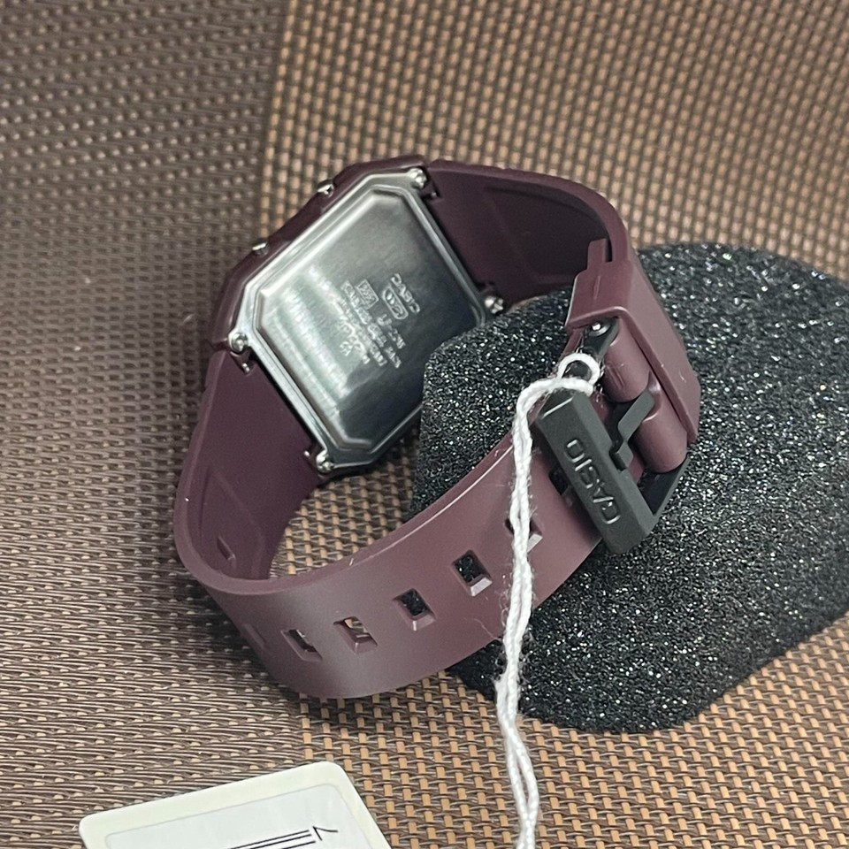 Casio POP LF-20W-5A Maroon Digital Style Analog Bio Resin Retro Style ...