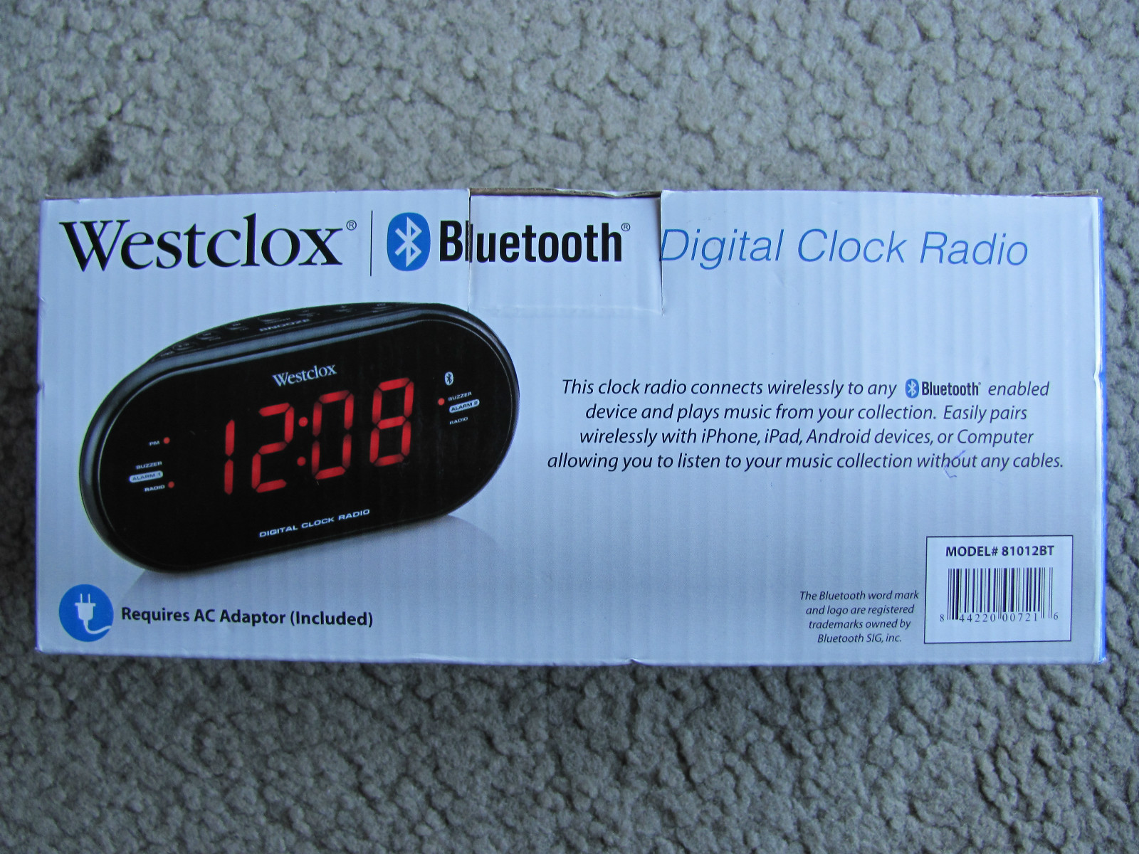 Brand New Westclox Bluetooth 1.2" LED Clock Radio with USB Charge Port ...
