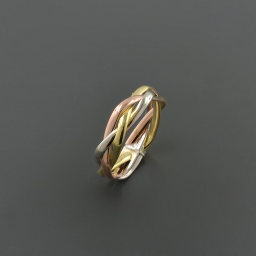 14K TRI COLOR GOLD BRAIDED HIGH POLISHED RING SIZE 6-9 | eBay
