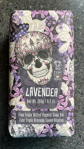 Zeni Diamante LAVENDER Fine Triple Milled Vegetal Soap Bar 9.1oz Skull ...