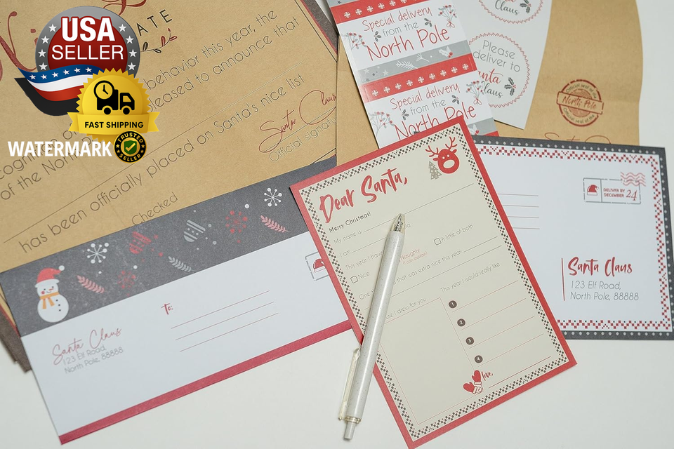 Santa Letter Kit – 4 Complete North Pole Mail Kits with Letter to and ...