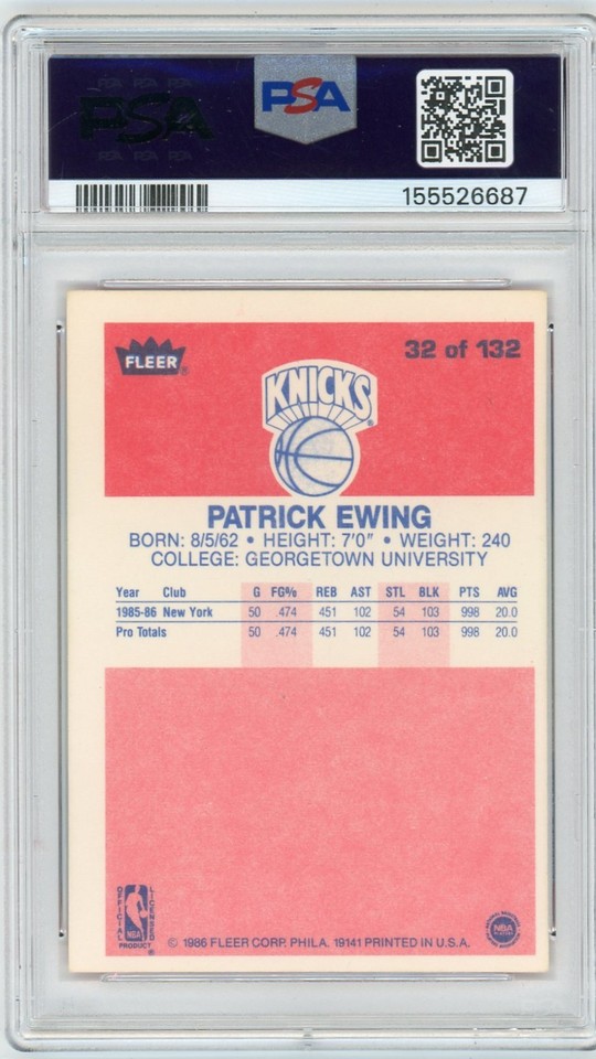 1986 FLEER #32 PATRICK EWING RC KNICKS HOF PSA 7 | eBay