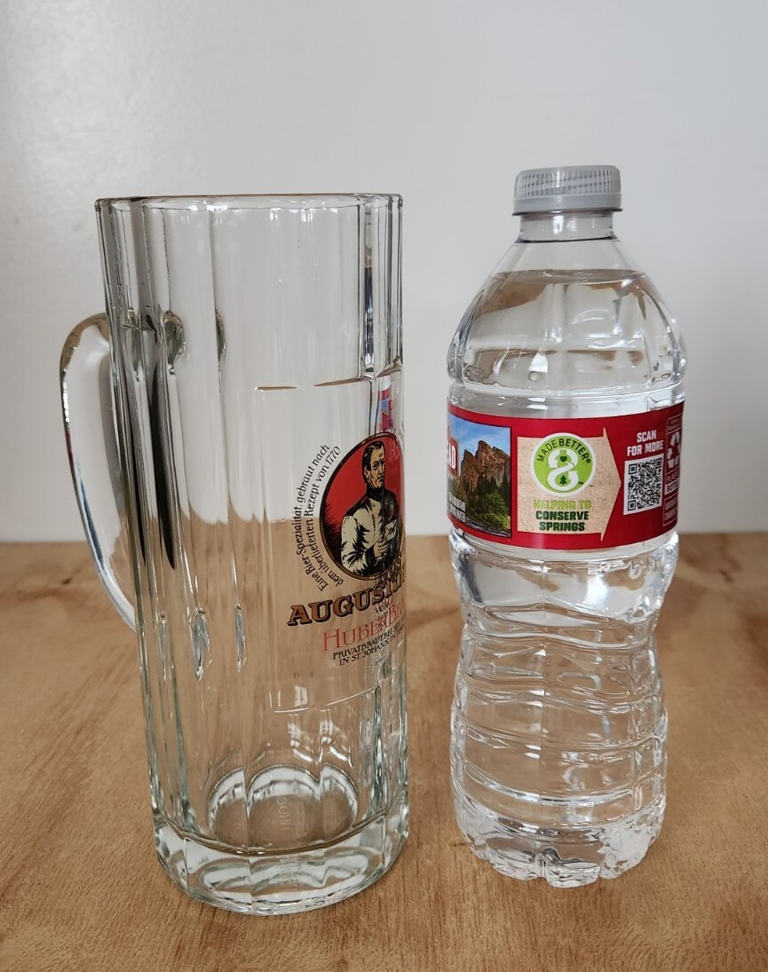 AUGUSTINUS HUBERBRAU Tall Heavy Thick Clear Beer/Drinking Glass o.5L ...
