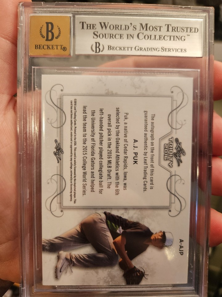 BGS 9 2016 Leaf Trinity AJ Puk INSCRIBED ROOKIE AUTO /25🔥Red Spectrum🔥 ...