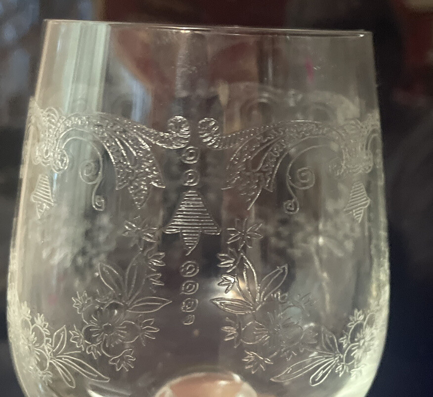 Four (4) Glass Import Assoc Crystal Bohemia Cascade Pattern Water ...