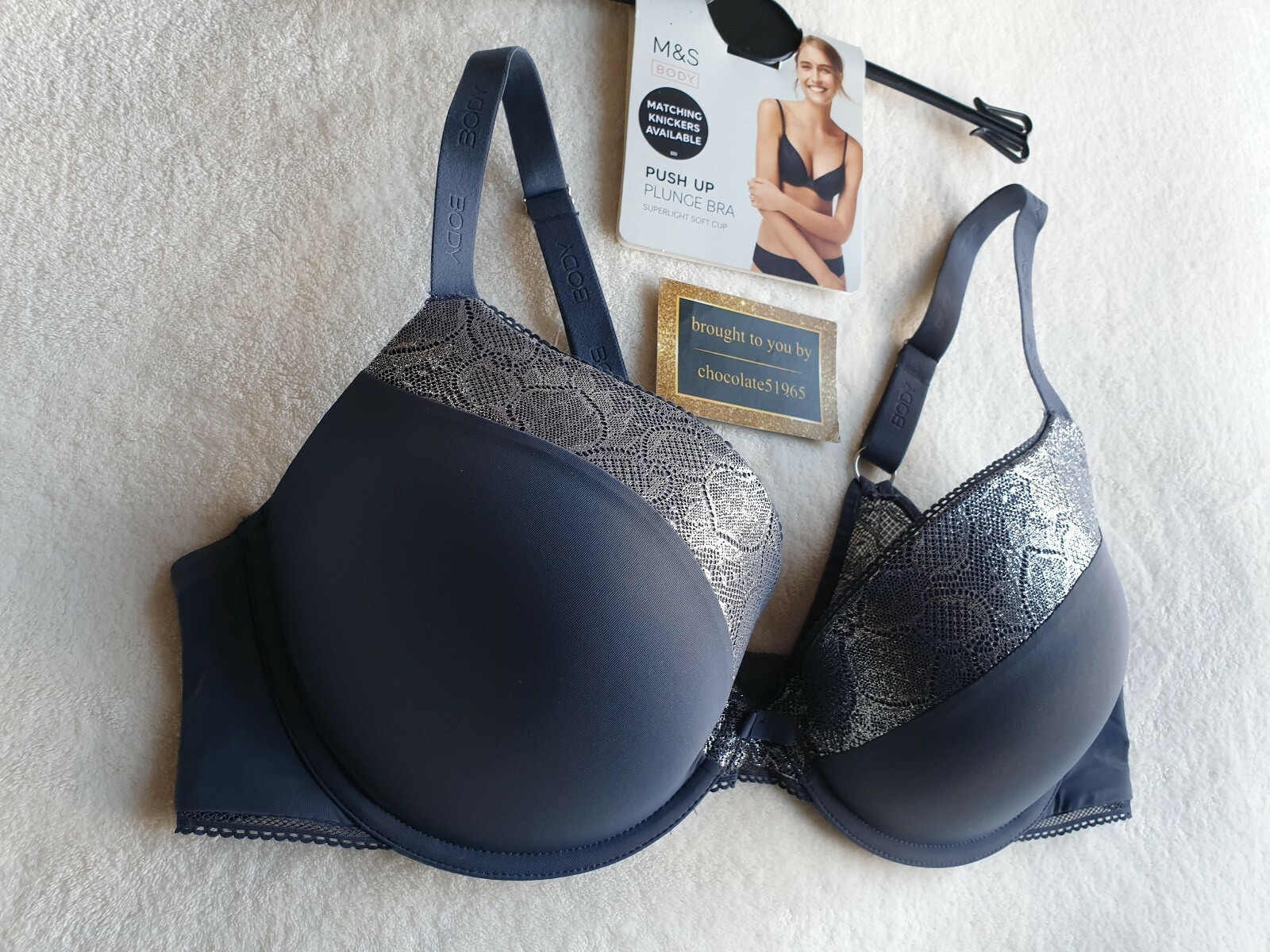 NEW M&S BODY SUPERLIGHT SOFT CUP PUSH UP SMOOTHING BACK PLUNGE BRA 36E ...